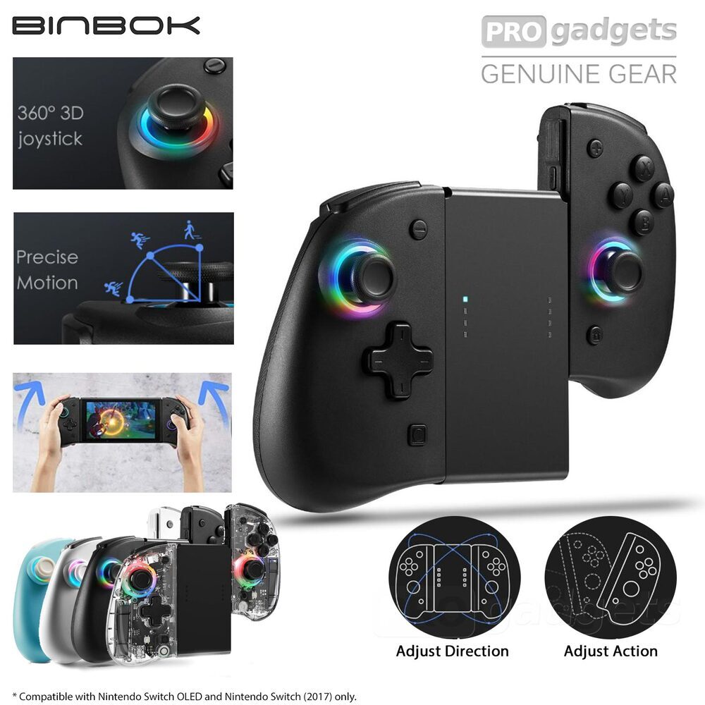 BINBOK Wireless RGB LED Joycon Controller for Nintendo Switch / OLED