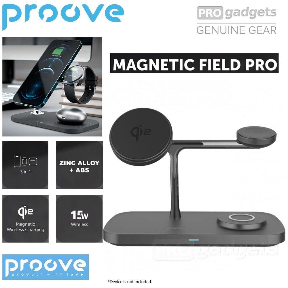 Proove Qi2 Magnetic Field Pro 3 in 1 Wireless MagSafe Charger for ...